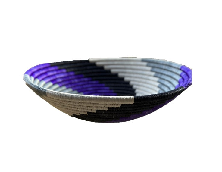 African Rwanda Woven Basket - Double Blue Swirl – THE AFRICAN HOME GOODS