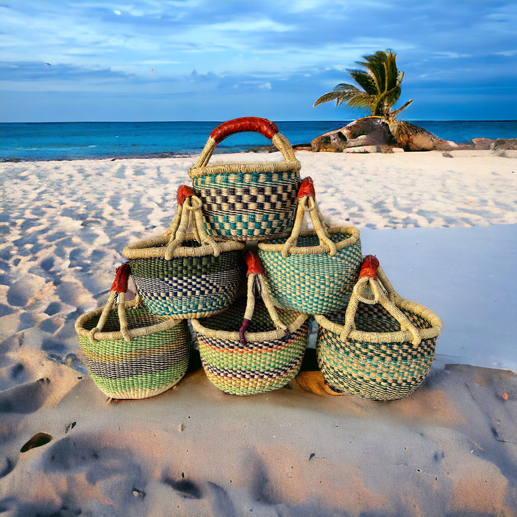African Market Basket | Ghana Bolga Basket Pastel Green 1 EA – THE ...
